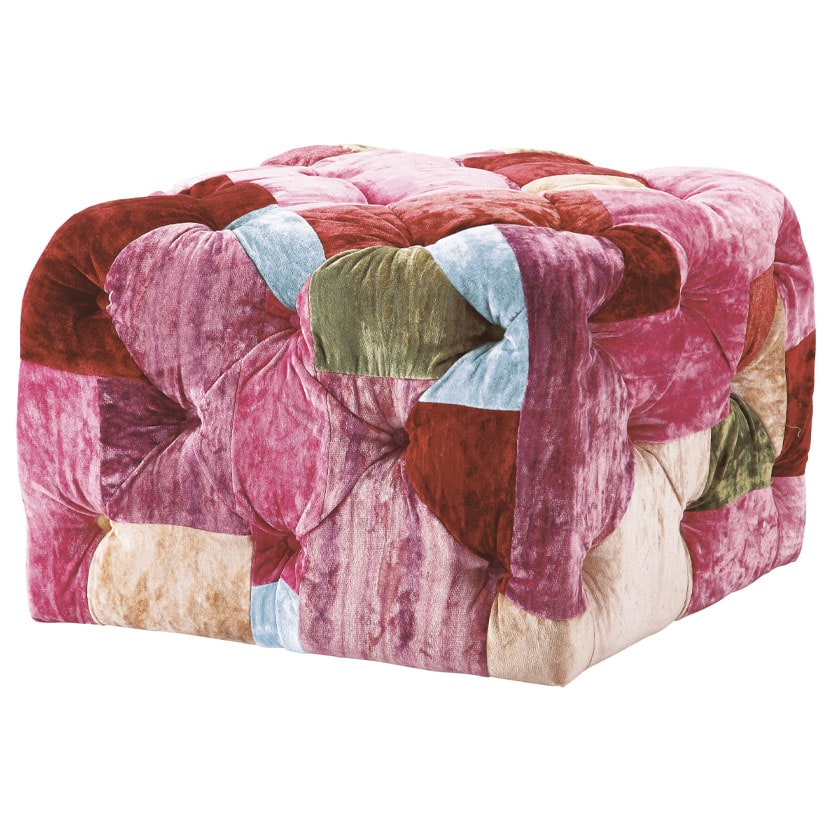 HALO BENSINGTON SMALL SQUARE FOOTSTOOL VELVET PATCHWORK BOHEM フットスツール 幅 ...